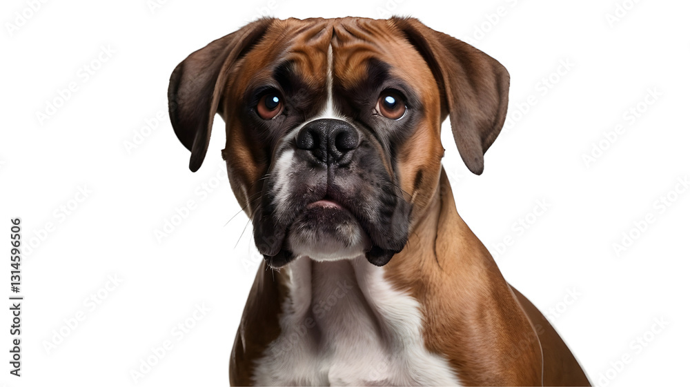 boxer dog front view isolated on white, transparent background png ...