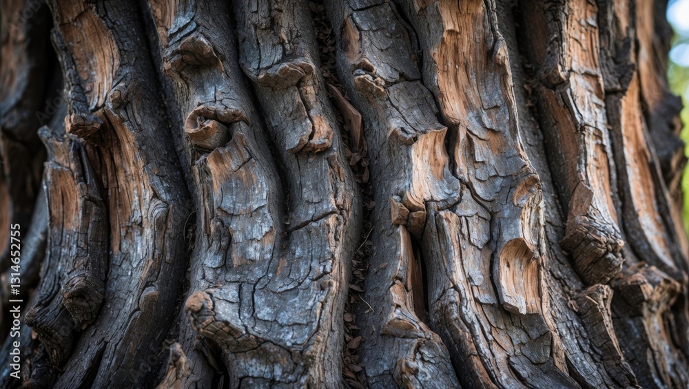 A captivating close-up of the rough, time-worn bark of a tree. The ...