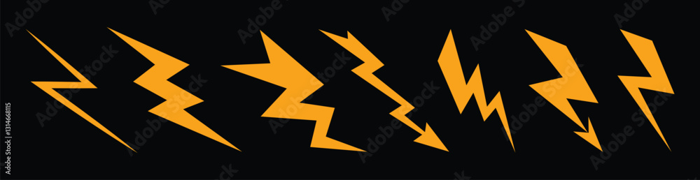 Set of vector icon for the Lightning Thunder bolt. Thunderbolt symbol ...