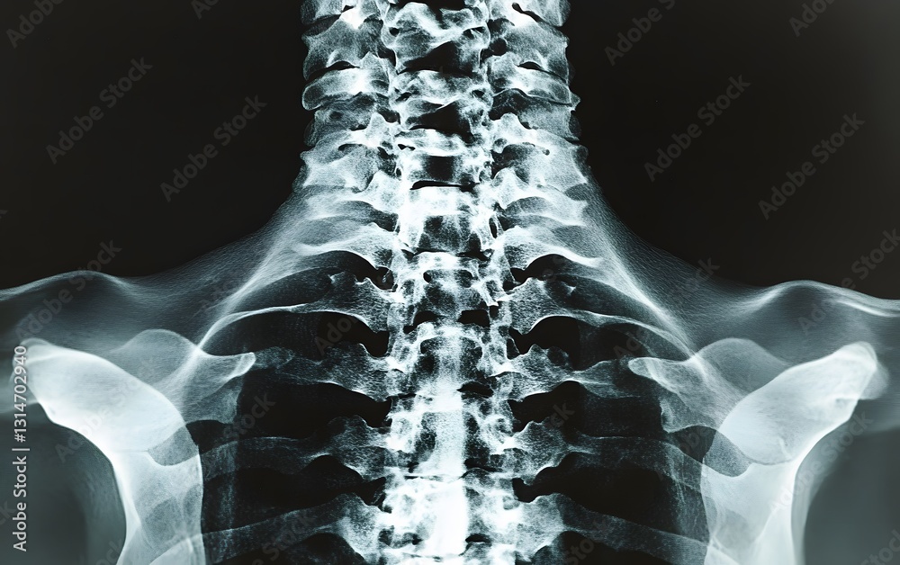 83. A cervical spine X-ray revealing spinal stenosis Stock Photo ...