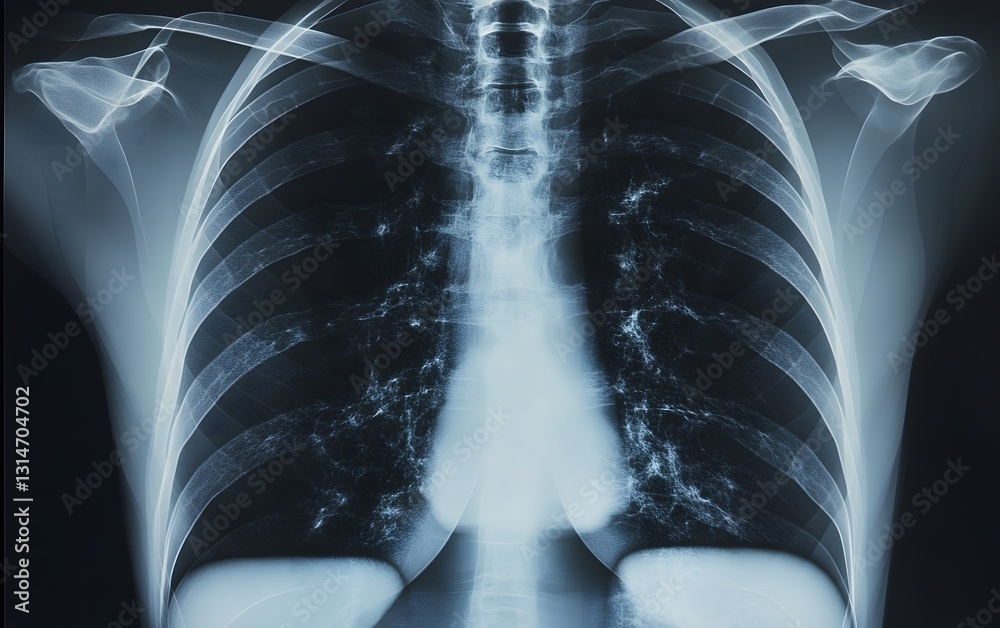 91. A chest X-ray showing signs of pleural thickening Stock Photo ...