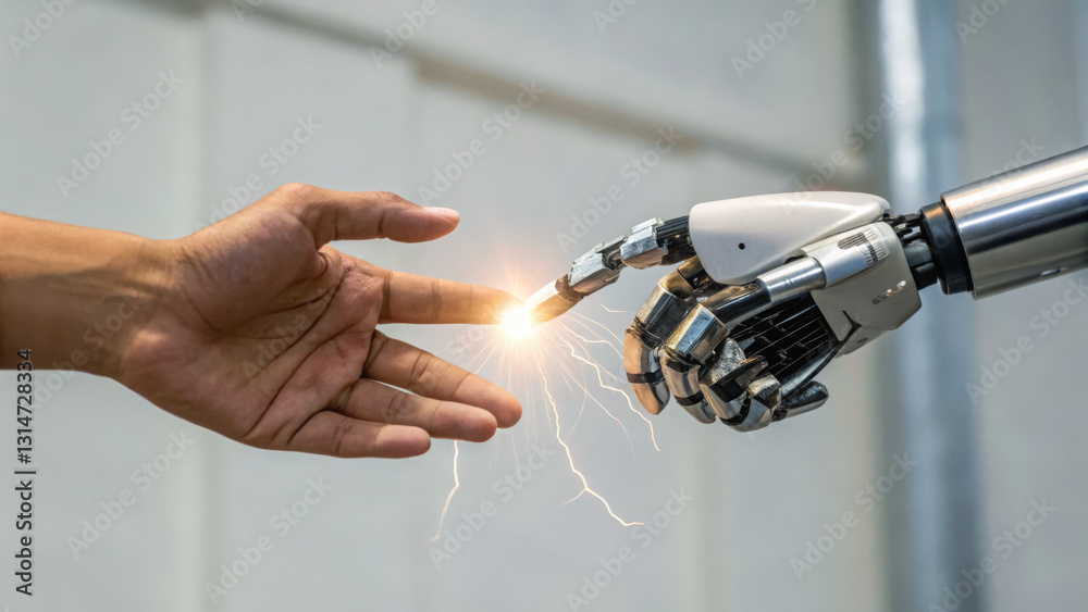 human vs AI hand Stock Photo | Adobe Stock