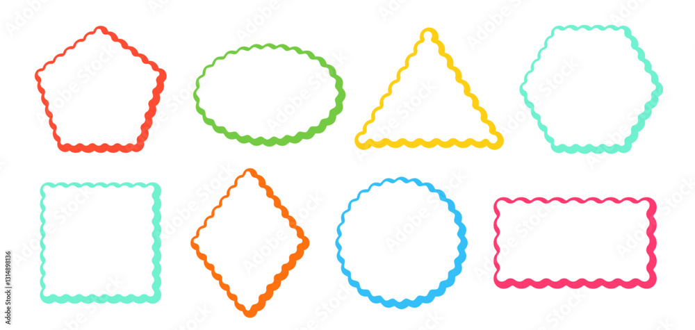 Frames Scalloped Vector Corrugated Shapes Set. Scallop Color Frame Wavy ...