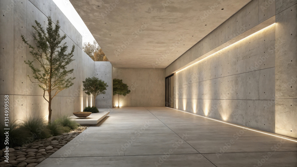 minimalistic concrete surface with soft lighting creates serene ...