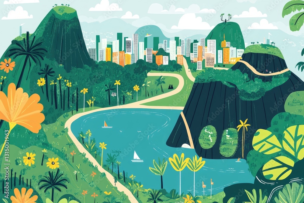 Illustration Stock Illustrative Map of Rio de Janeiro: Infographic ...