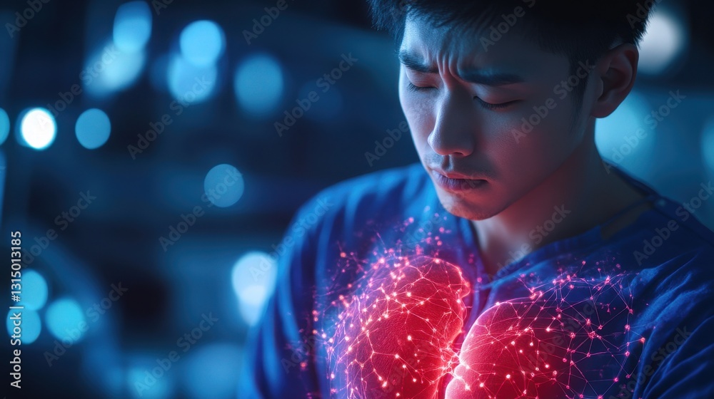 realistic anatomy image for Physical pain Visceral pain Chest pain ...