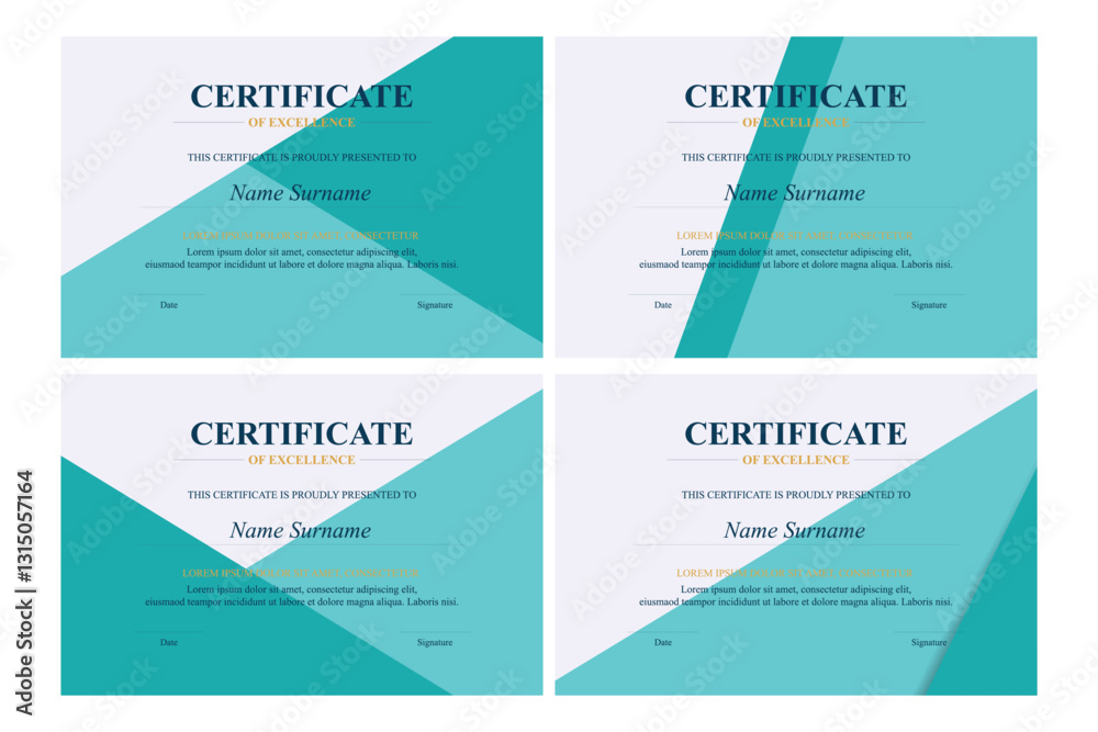 Teal certificate of excellence design template Stock Vector | Adobe Stock