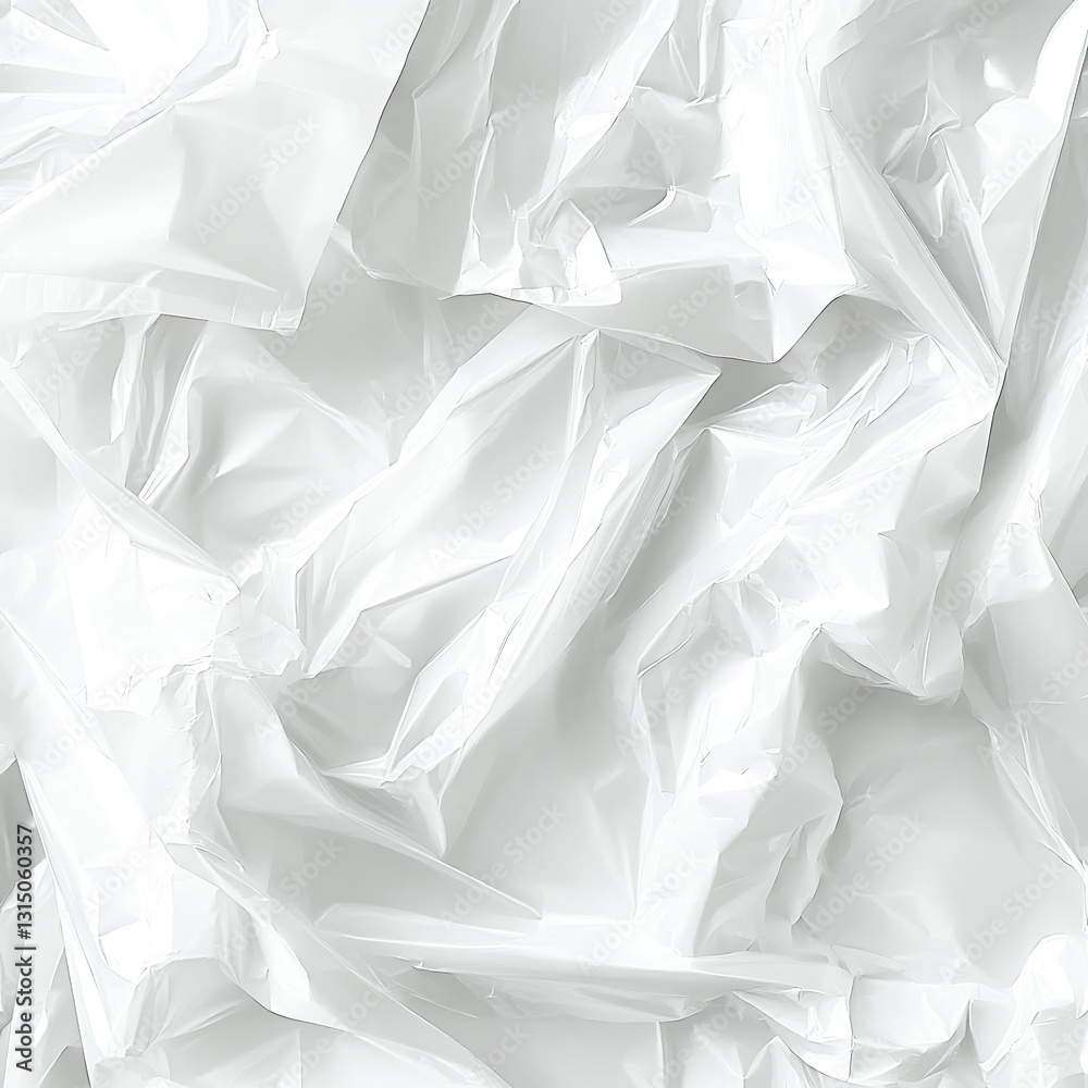 Crumpled Plastic Texture Background for Packaging and Design in white ...