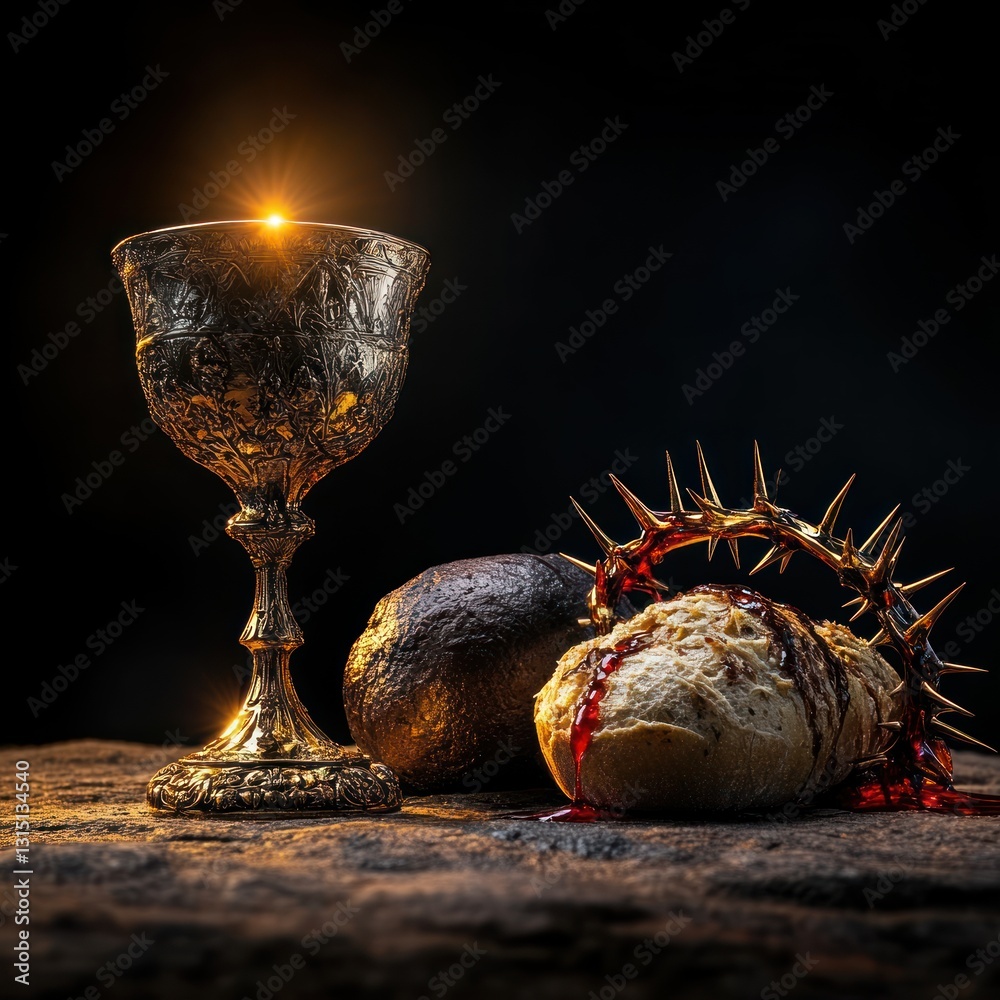 The Last Supper of Jesus with Passion Objects: Communion, Calvary, Holy ...