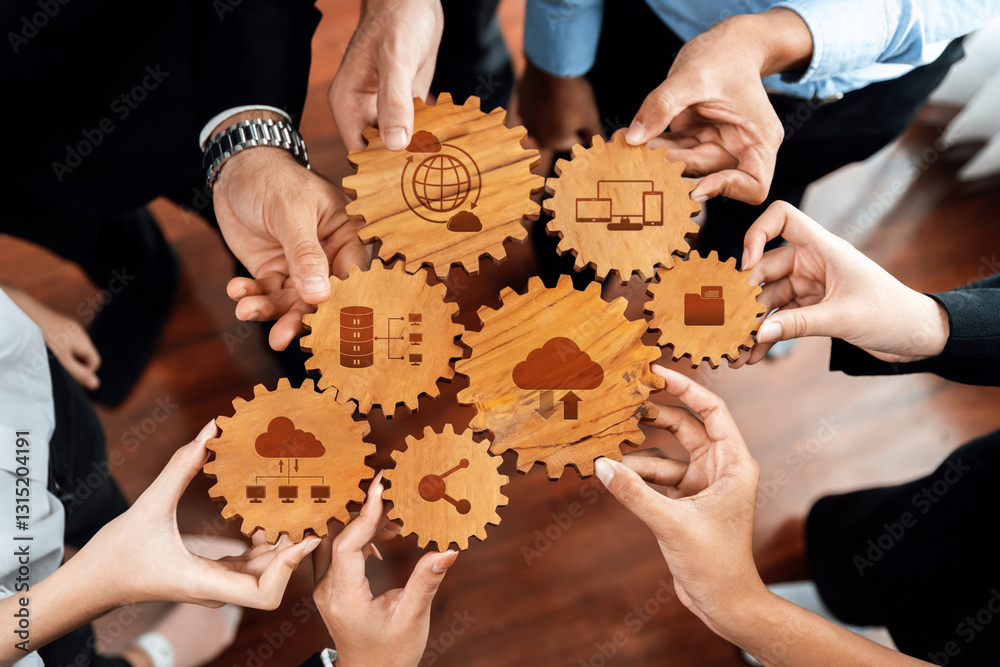 This image captures the essence of teamwork in computing, featuring ...