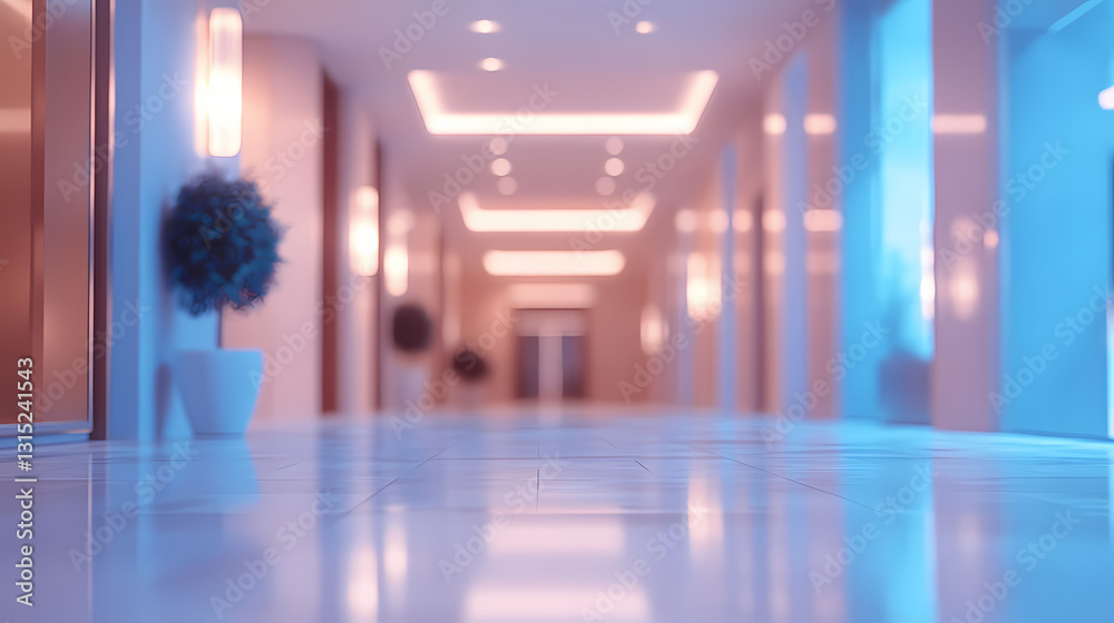 Blurred office lobby entrance building background, defocus luxury ...