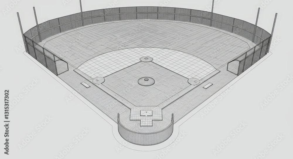 Baseball Field Design Blueprint - Overhead blueprint view of a baseball ...