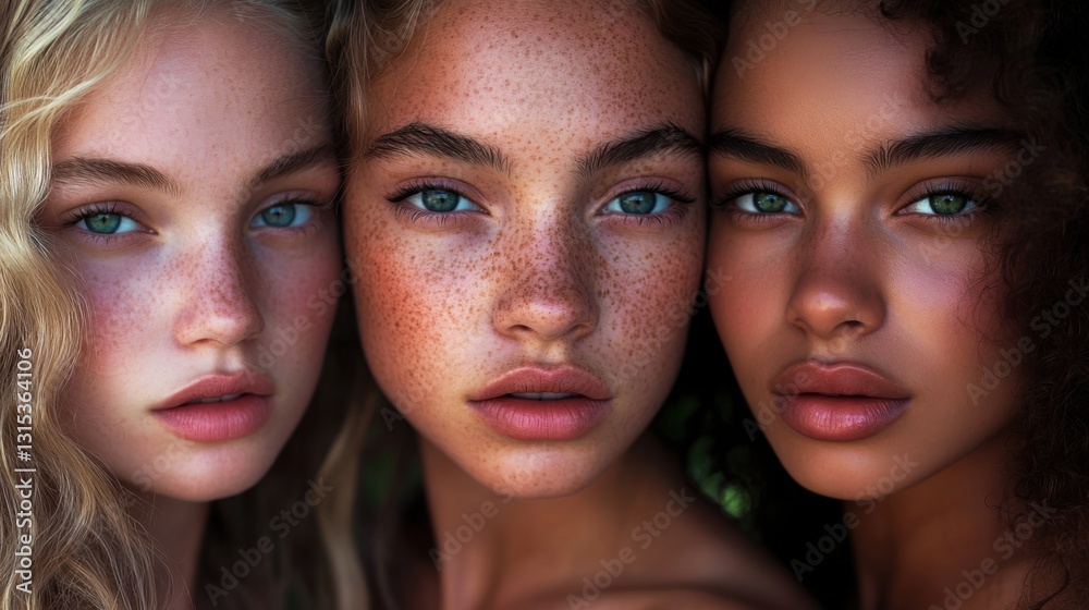 Three beautiful women with different skin tones, each with their own ...