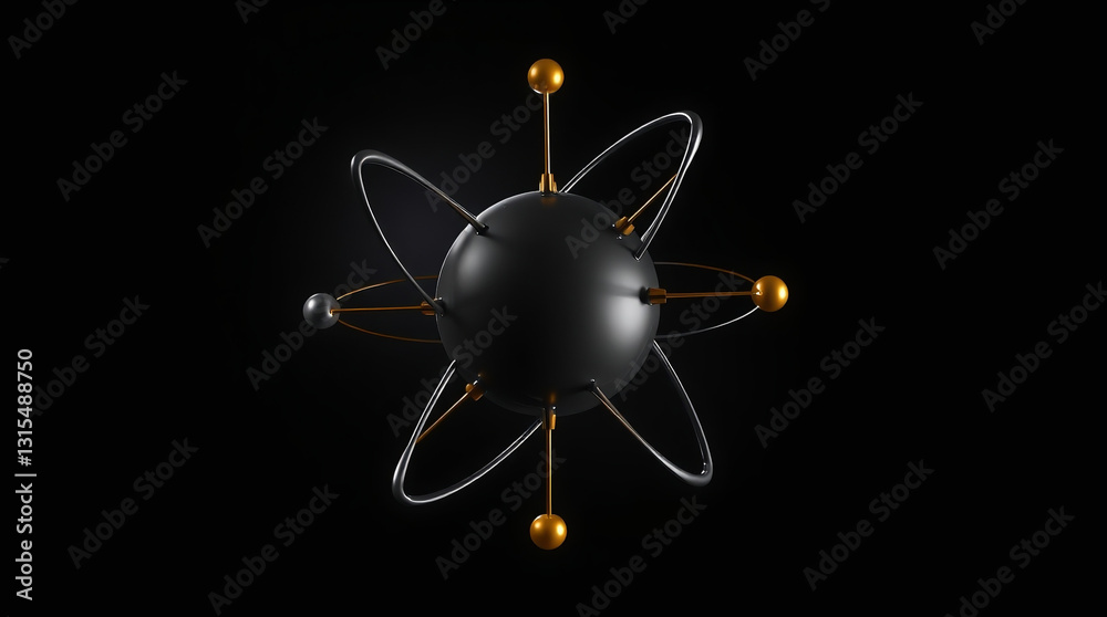 Ilustración De Stock 3d Model Of An Atom With Electrons Orbiting The