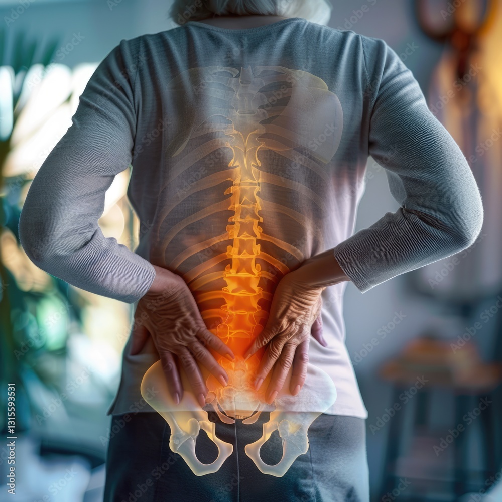 Back pain: spinal discomfort, posture strain, nerve pressure, muscular ...