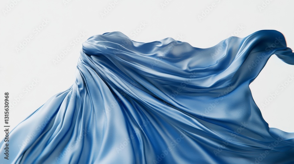 Dynamic set of flowing saint blue capes caught in motion, luxurious ...
