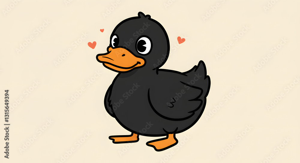 Cute Black Duck Cartoon Character Illustration Stock Illustration ...