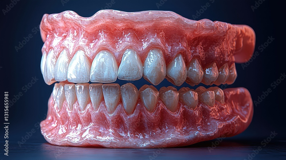High-Resolution 3D Render of a Full Denture, Detailed Model Showing ...