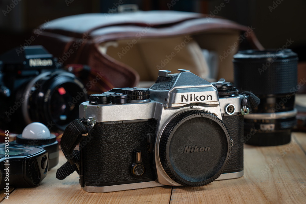 Old Nikon FE film camera from the 80s. Bogota. Colombia. March 4, 2025 ...