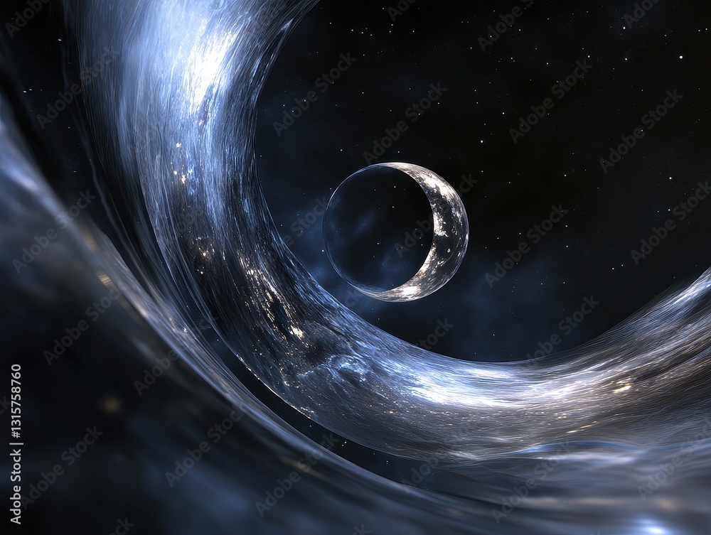 A deep-space traveler discovering a binary moon system, full moon ...