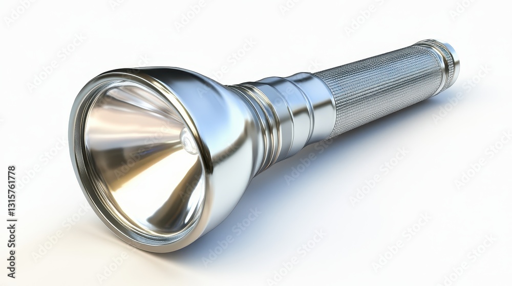 Sleek Flashlight on Plain White Background Stock Photo | Adobe Stock