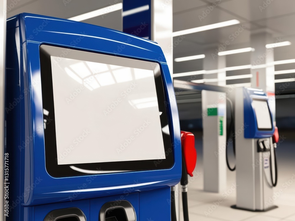 Fueling the Future: A modern gas station pump stands ready, its large ...