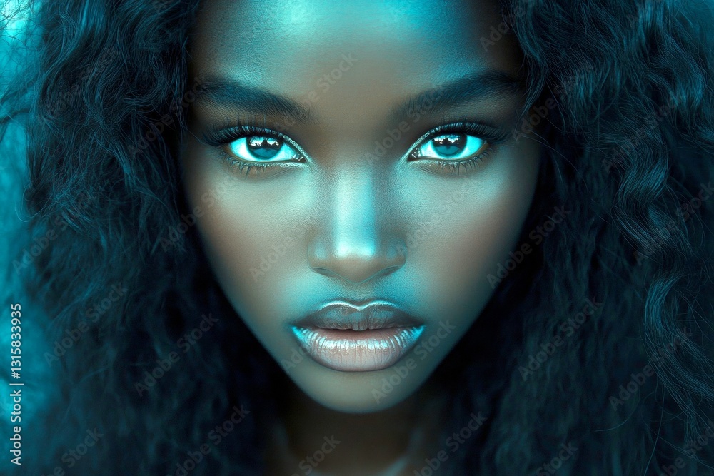 Commercial promotion idea artwork. Long haircut - curly hair. Pretty ...