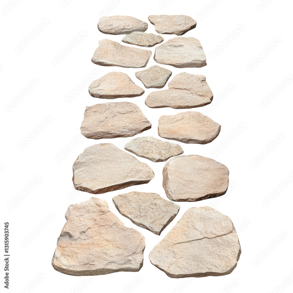 Pathway of Natural Stones in Various Shapes and Sizes Isolated on ...