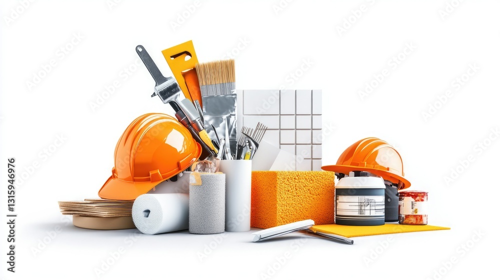 Professional image of a construction essentials set with tiles ...