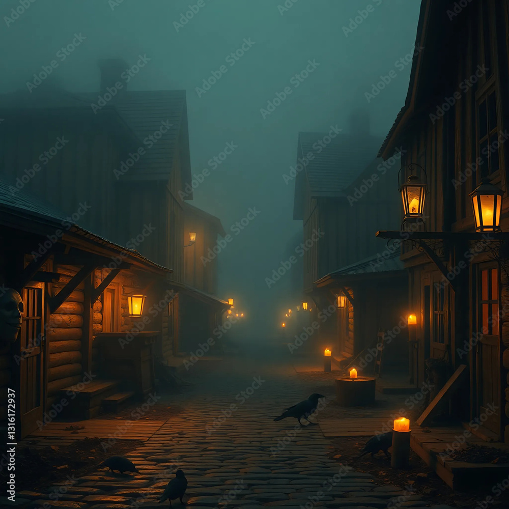 Dark Medieval Scene of Bubonic Plague Disease with Rats, Fog, and Abandoned Village – Historical ...