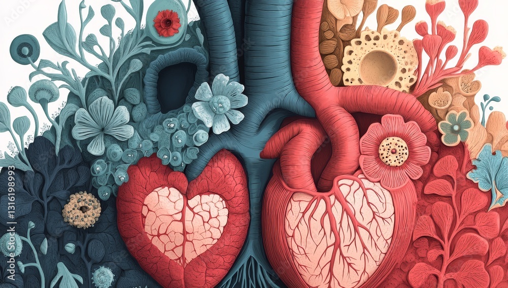 Cardiac cycle diagram represented through a hand drawn schematic in a ...
