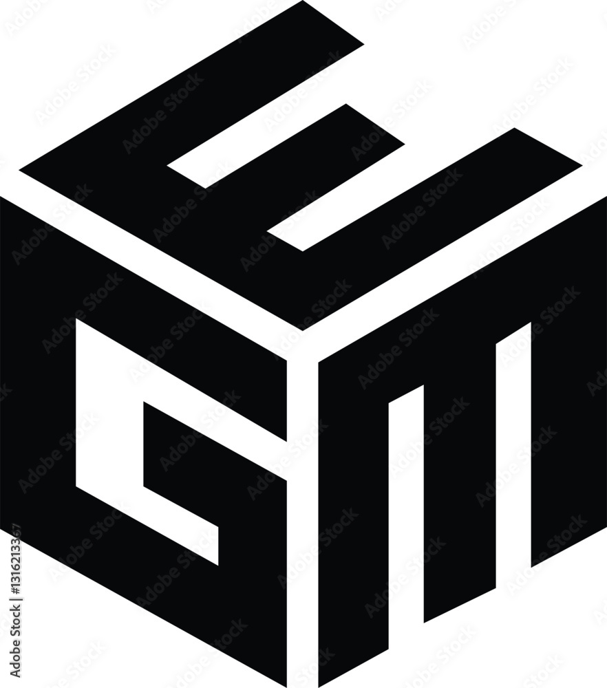 EGM letter logo design with black background in illustrator, vector ...