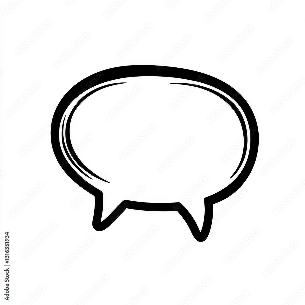 The symbol of a speech bubble, reduced to a minimalist black line with ...