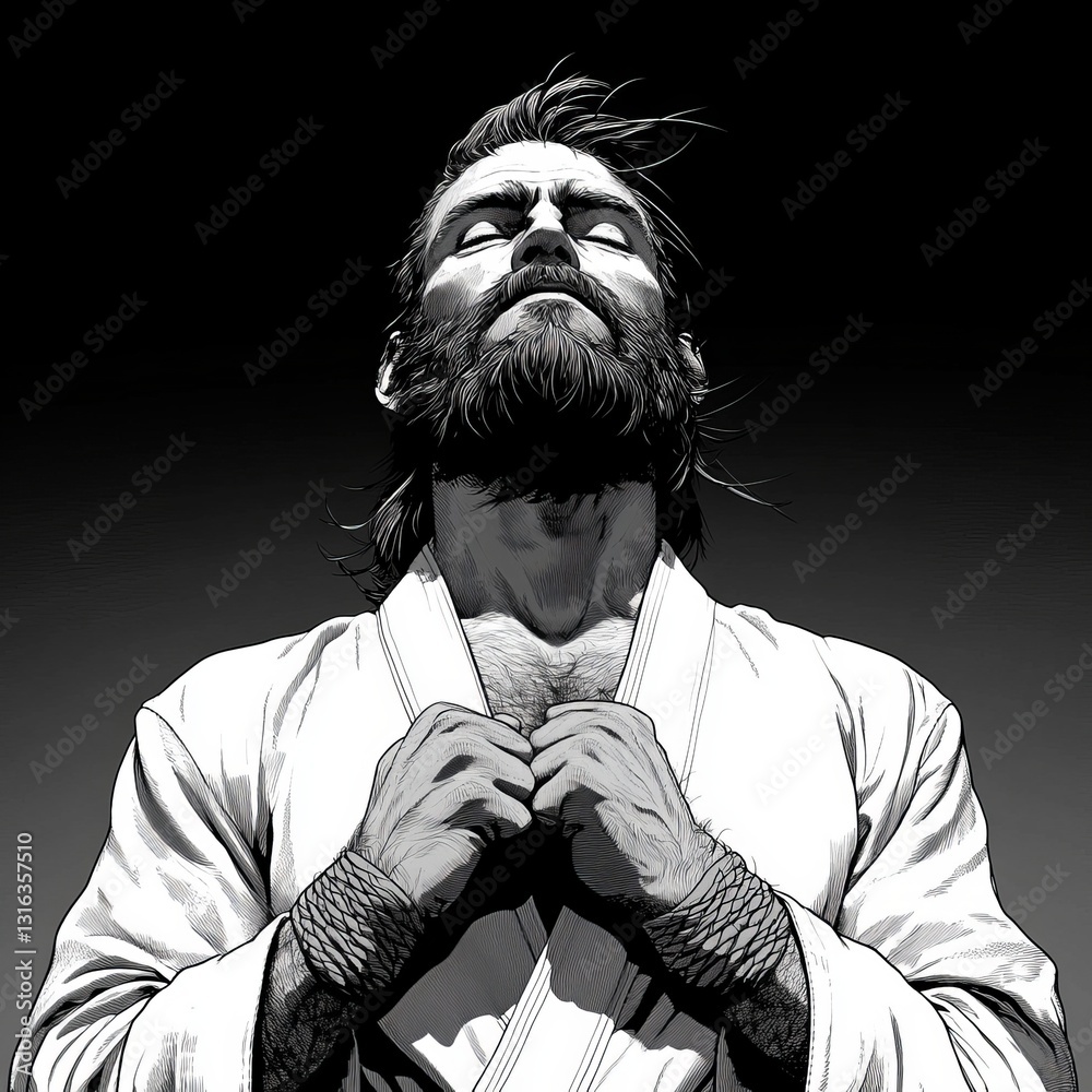 Martial artist in karate attire, embodying strength, focus, and ...