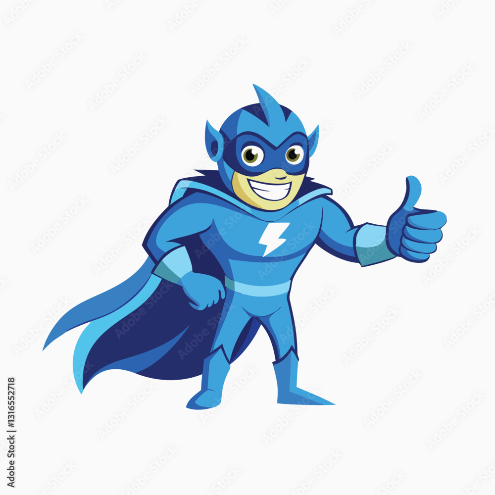 Fun superhero animation. Superhero with Circle Shape and Giving Thumbs ...