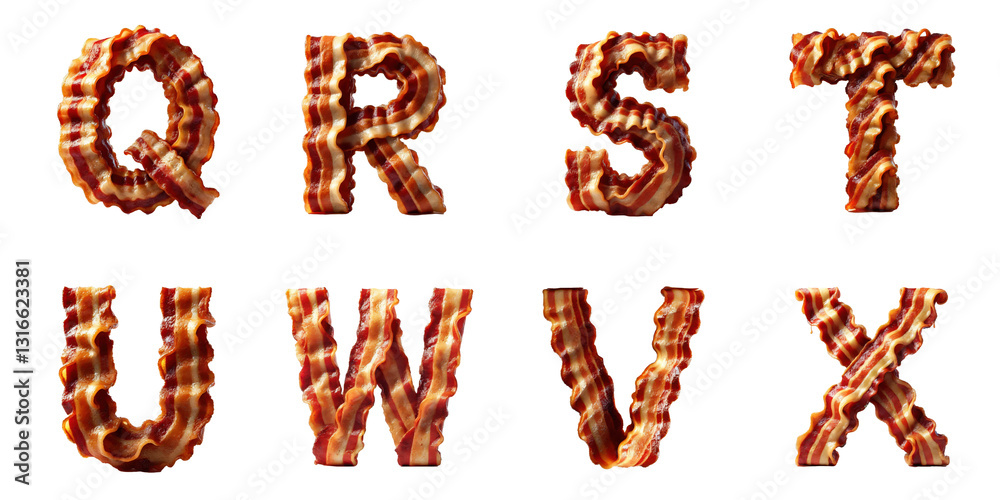 Creative food typography concept: Letters Q, R, S, T, U, V, W, X made ...