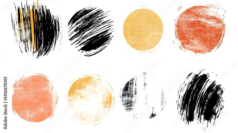 Circular brush strokes with varied textures and opacity Stock ...