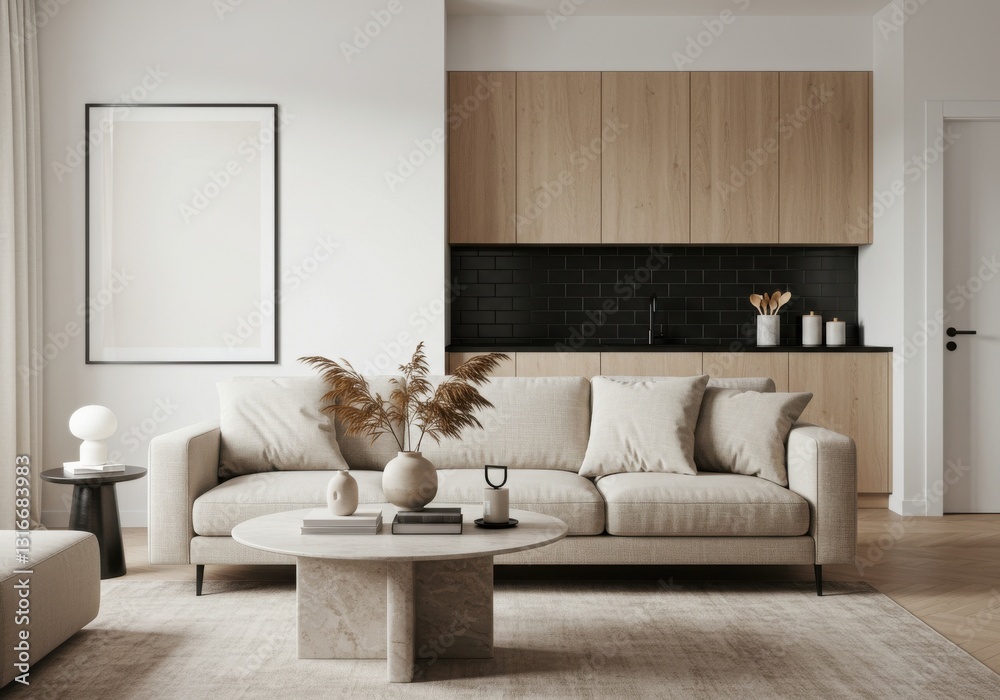 Single vertical ISO A0 frame mockup, reflective glass, mockup poster on ...