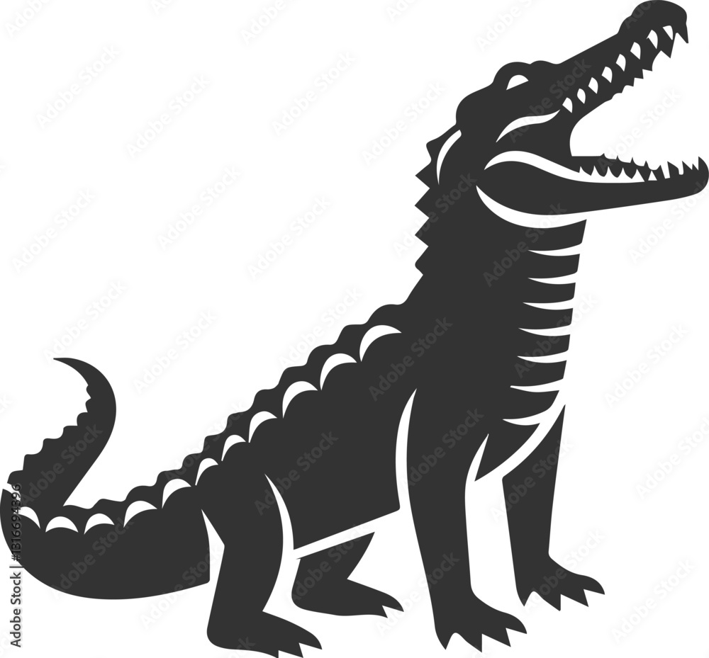 Vector de Stock Crocodile standing on its hind legs and mouth wide open ...