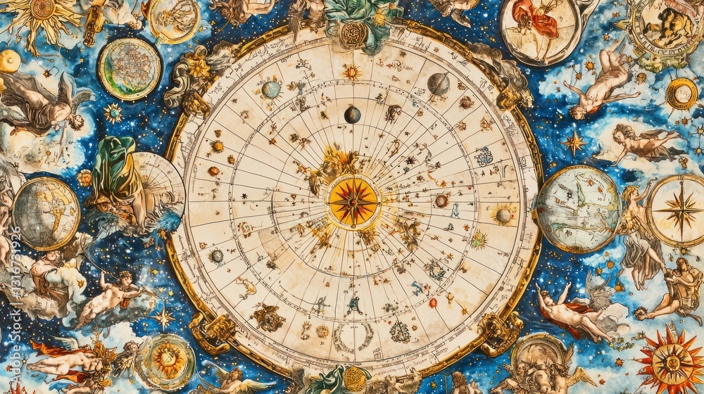 Celestial Chart: A Baroque Cosmography Stock Illustration | Adobe Stock