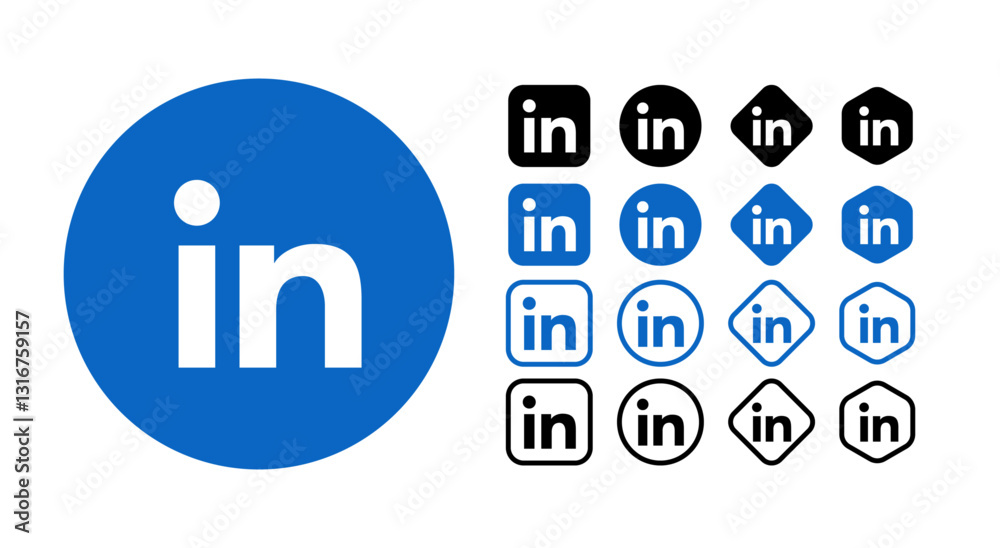 linkedin logo icons set. linkedin logo transparent png. linkedin icon ...