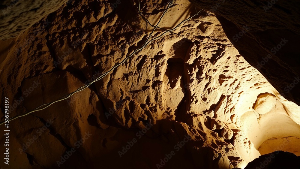 Cave wall displays complex designs and textures that depict geological ...