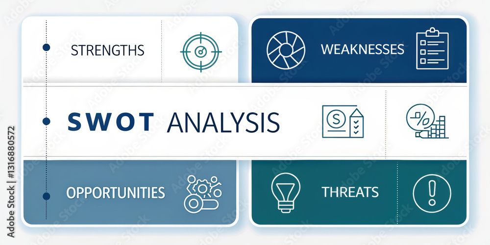 SWOT analysis diagram showcasing strengths, weaknesses, opportunities ...