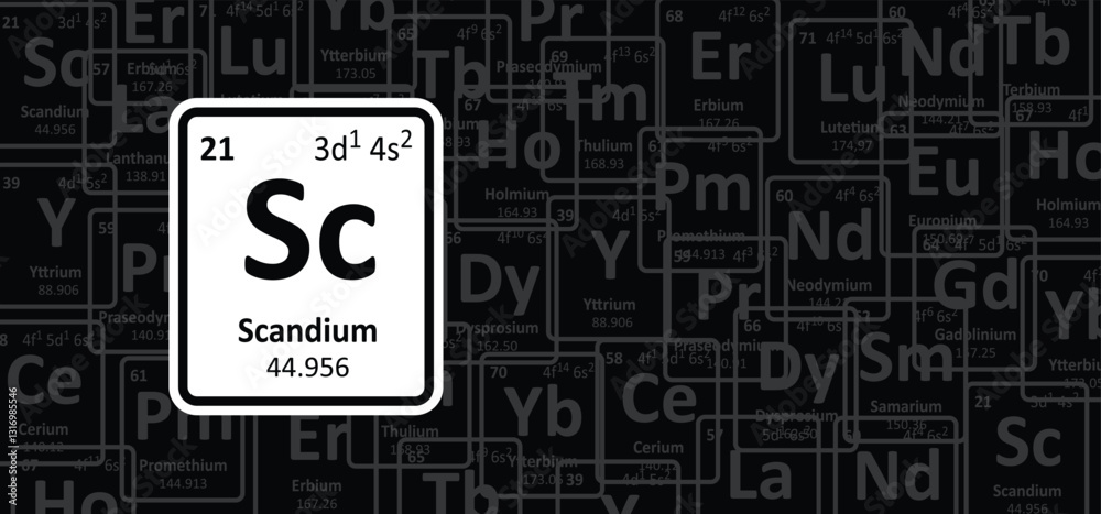Scandium, symbol Sc, atomic number 21. It is a silvery-white transition metal. Rare earth ...