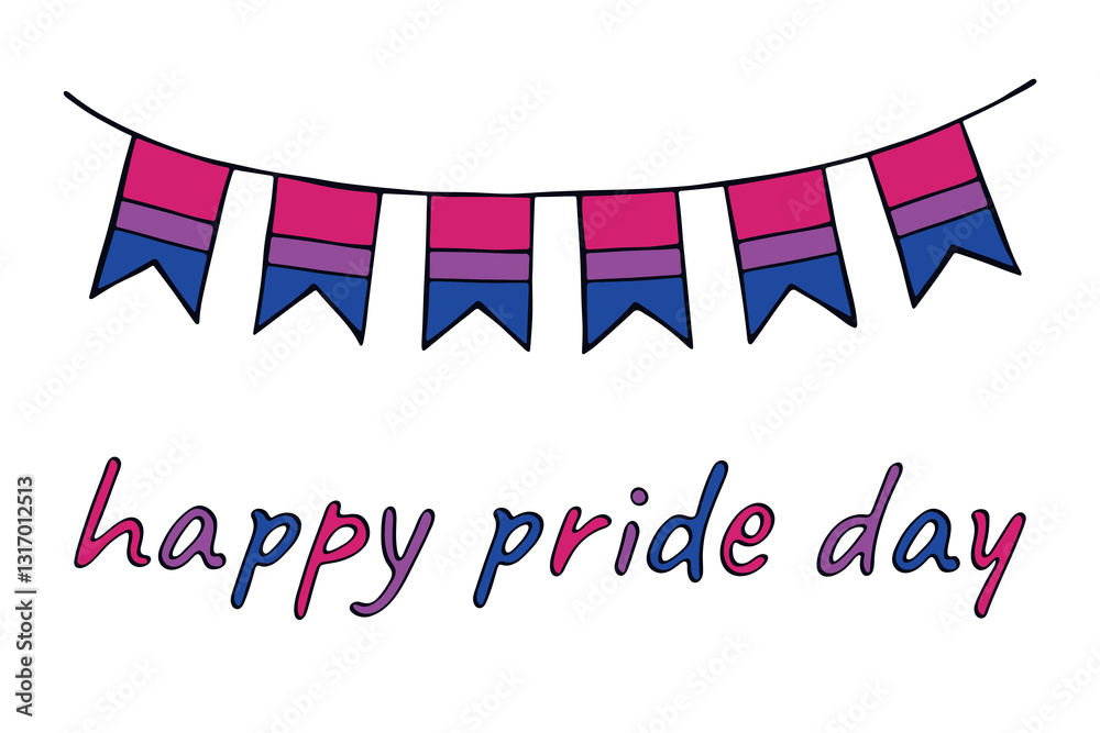 Colorful garland Bisexual pride flag Happy pride day LGBTQIA community ...