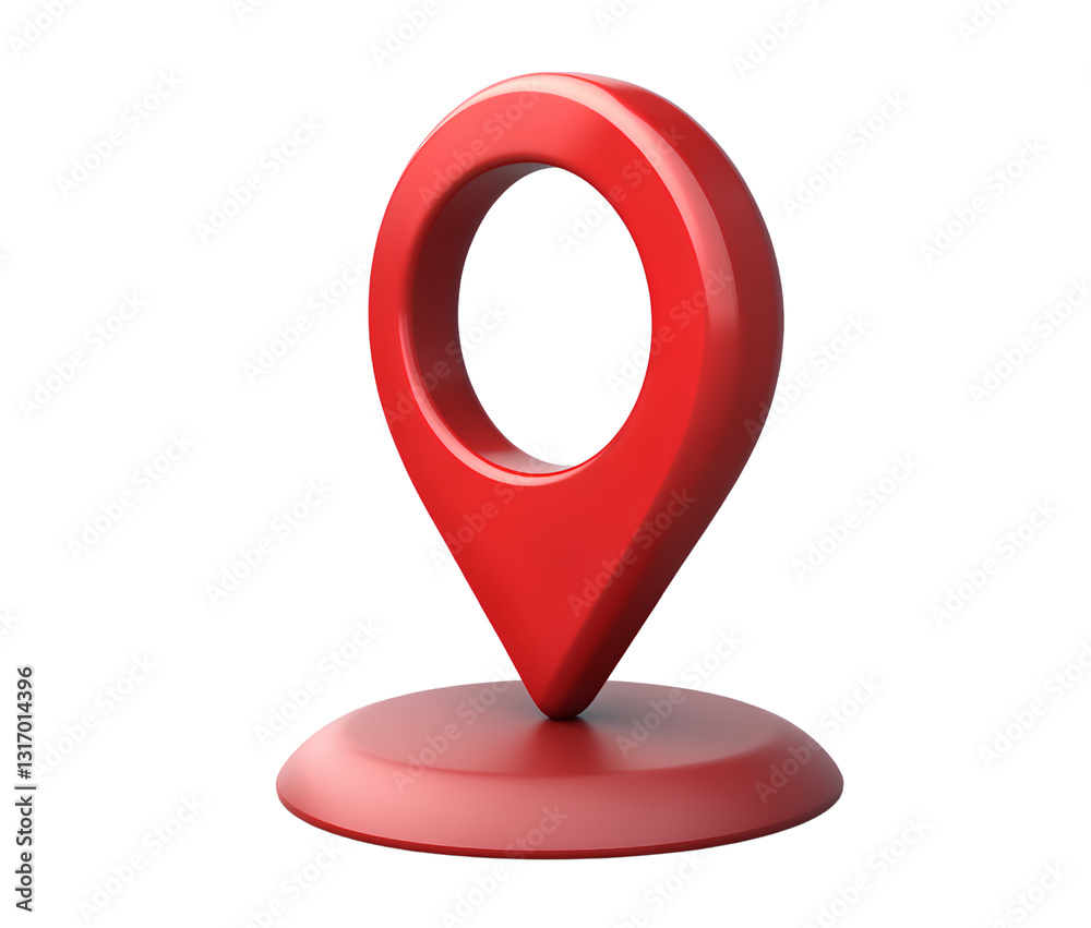 3D red location icon on a transparent background, simple design, no ...