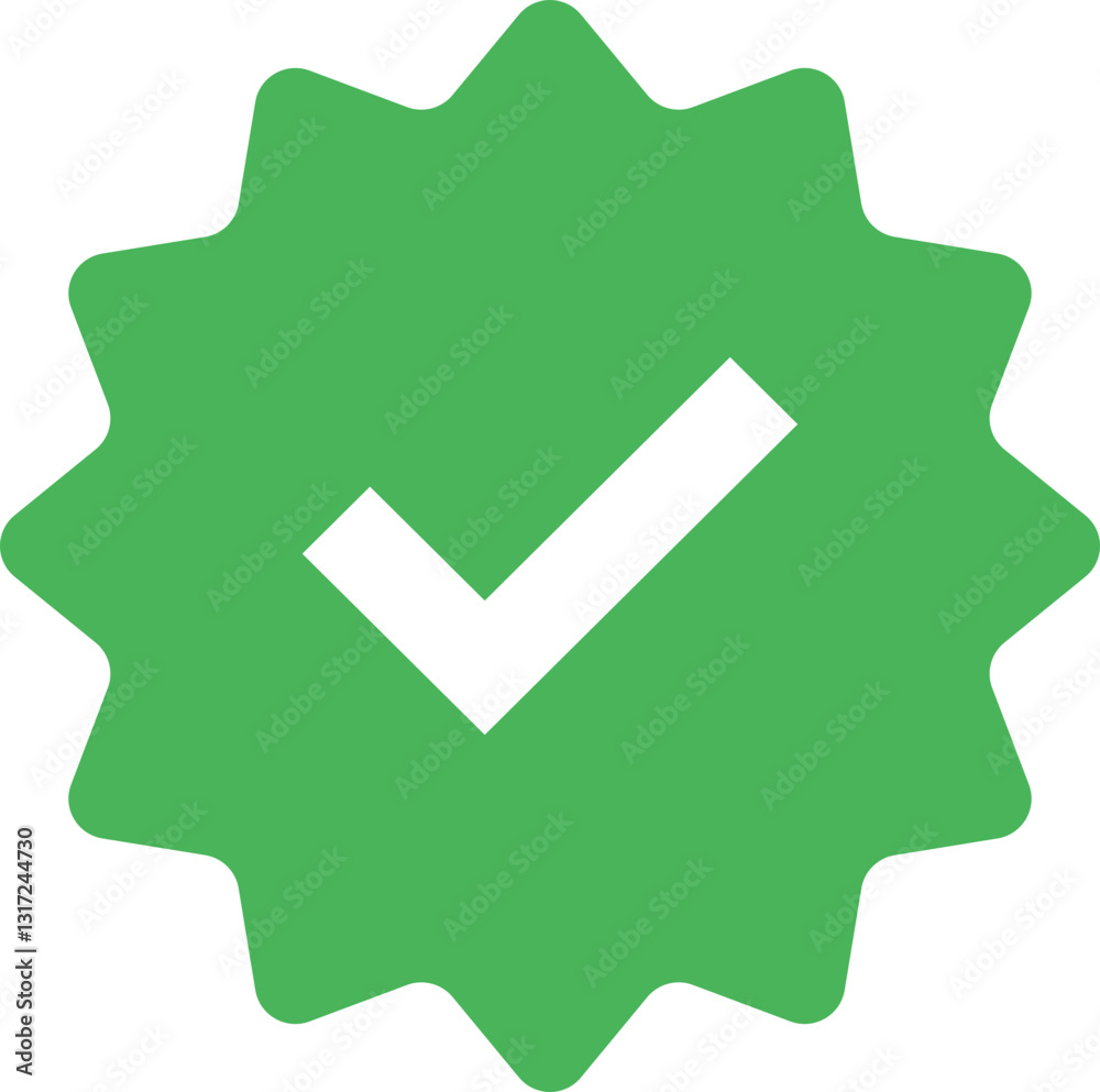 Check mark. Green tick verified badge icon. Approved profile sign. Tick ...