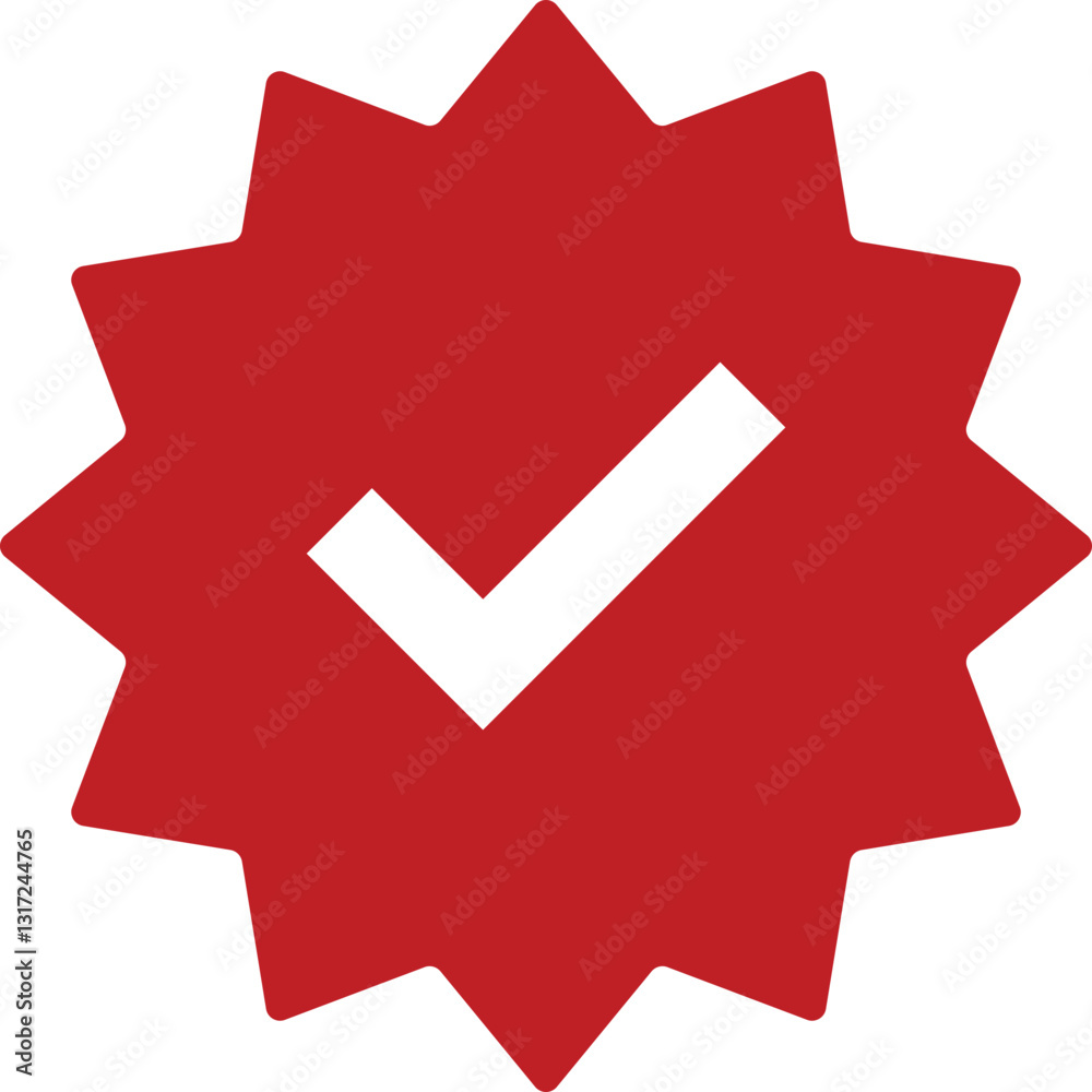 Check mark. Red tick verified badge icon. Approved profile sign. Tick ...