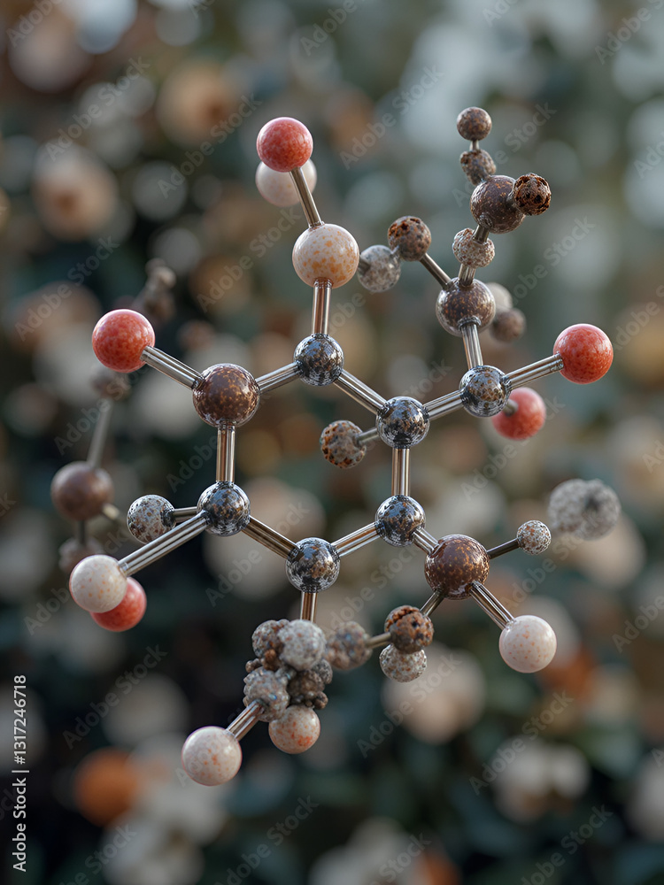 rosmarinic acid molecule 3d, molecular structure, ball and stick model ...