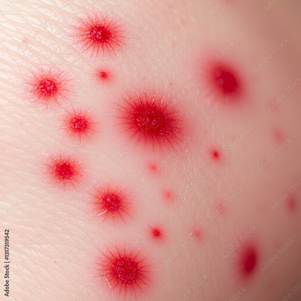 Foto de Stock High-resolution close-up of measles rash on human skin ...